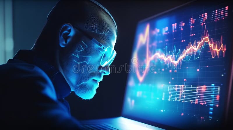 Market Trading Chart in Graphic Digital Visualization , Generated by AI ...