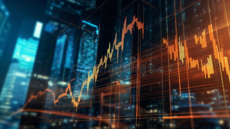 Market Trading Chart in Graphic Digital Visualization , Generated by AI ...