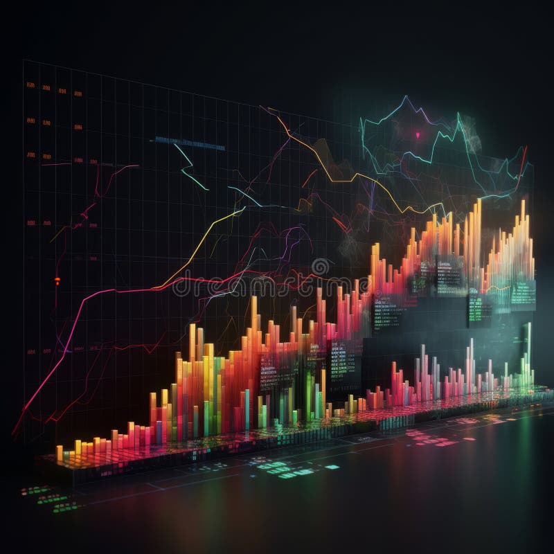 Market Trading Chart in Graphic Digital Visualization , Generated by AI ...