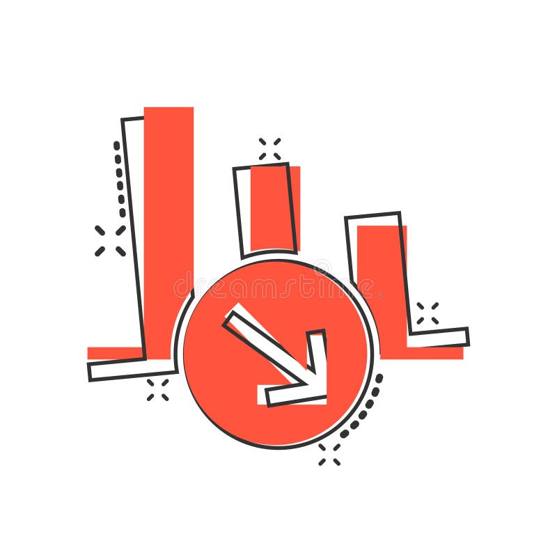 Market Trend Icon In Comic Style. Growth Arrow With Magnifier Cartoon ...