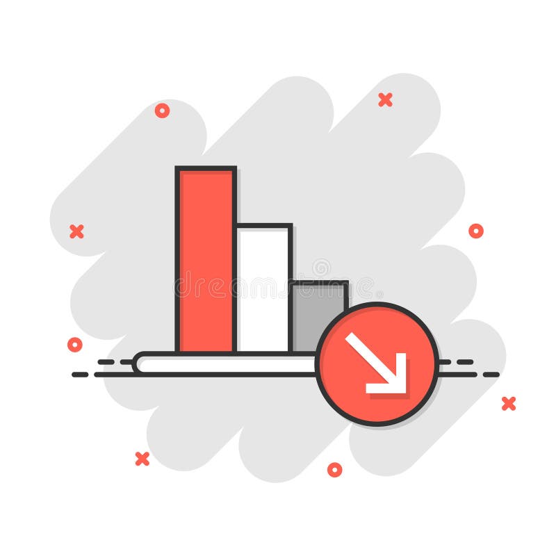 Market Trend Icon in Flat Style. Decline Arrow with Magnifier Vector Illustration on White ...