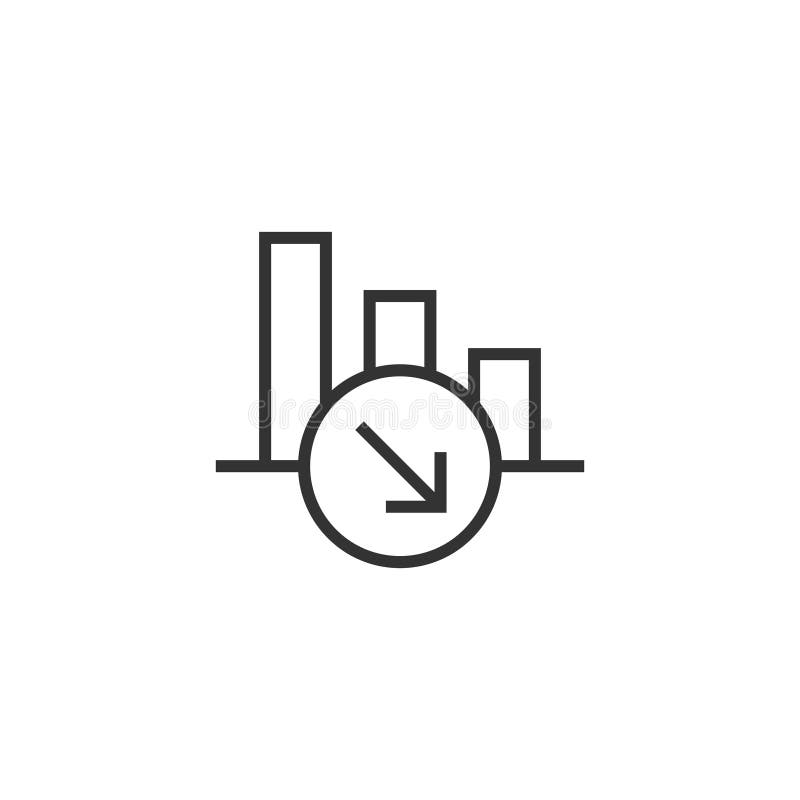 Market Trend Icon in Flat Style. Decline Arrow with Magnifier Vector ...