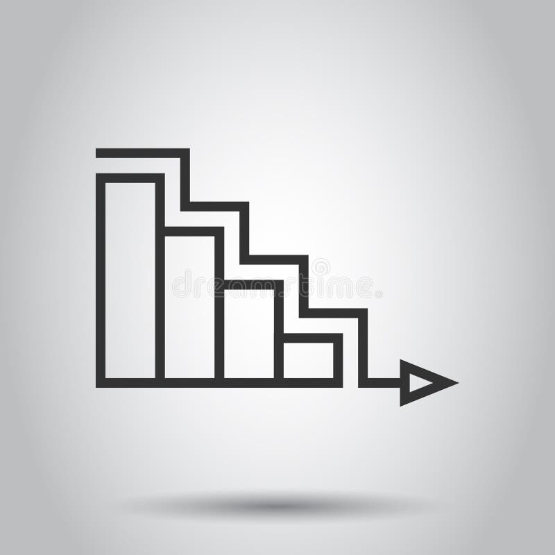 Market Trend Icon in Flat Style. Decline Arrow with Magnifier Vector Illustration on White ...