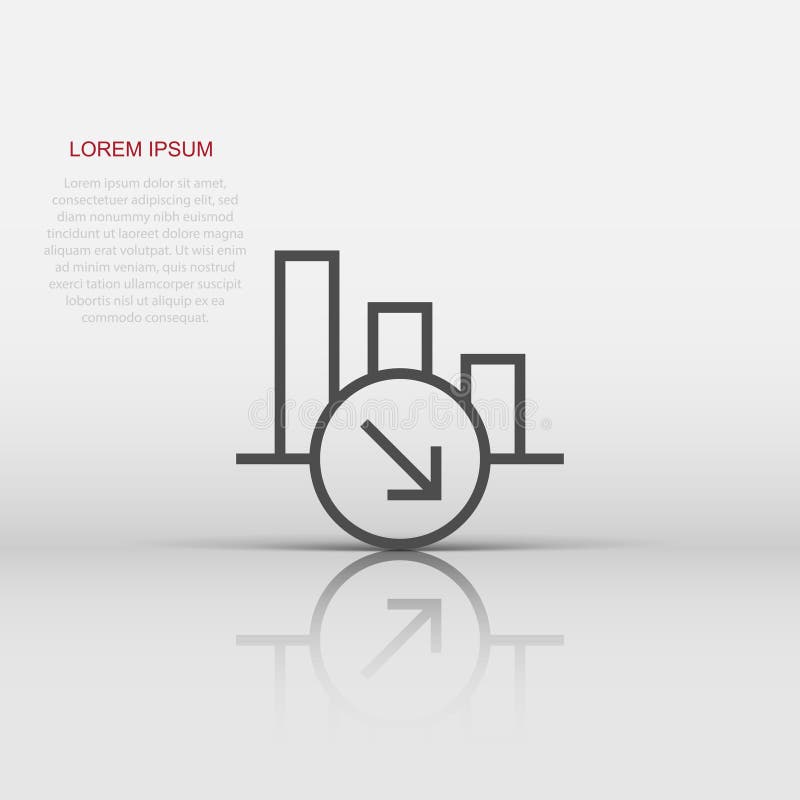 Market Trend Icon in Flat Style. Decline Arrow with Magnifier Vector Illustration on White ...
