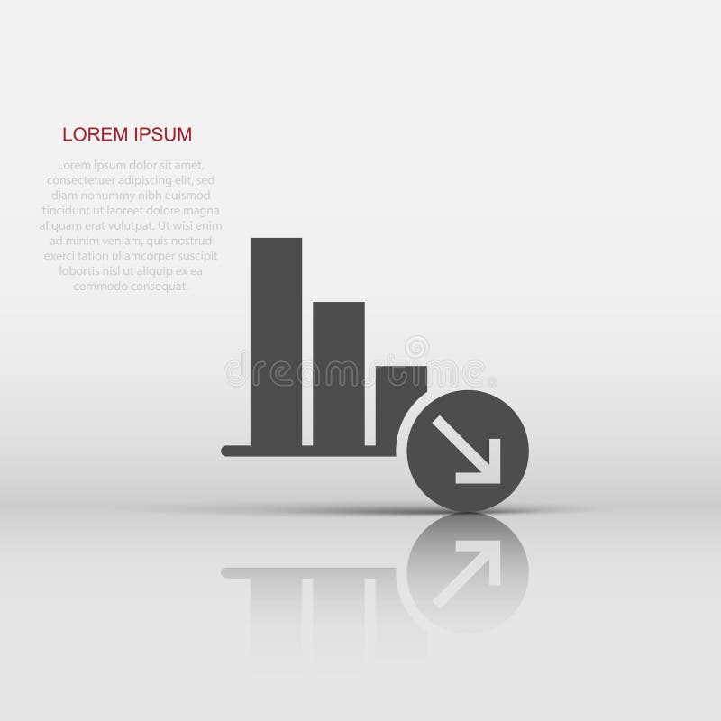 Market Trend Icon in Flat Style. Decline Arrow with Magnifier Vector ...