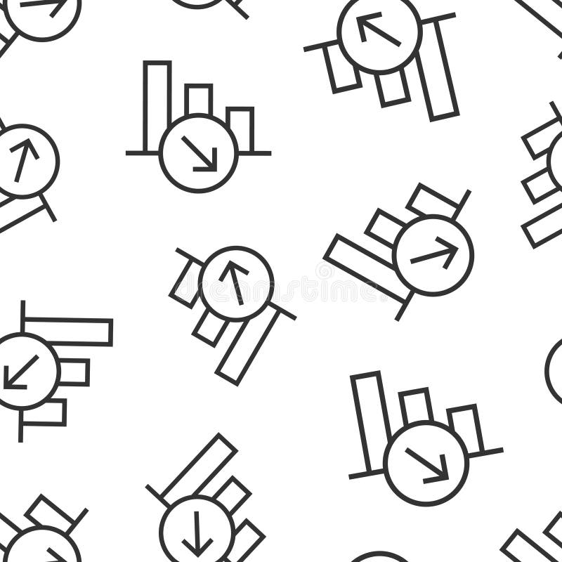 Market Trend Icon in Flat Style. Decline Arrow with Magnifier Vector ...