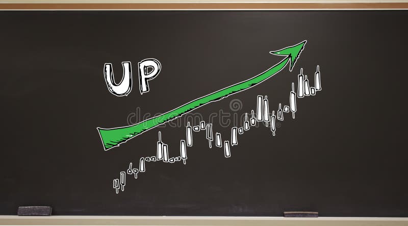 Market Up Trend Chart on a Blackboard Stock Photo - Image of sketch ...
