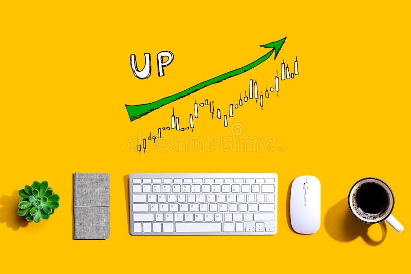 Market Up Trend Chart with a Computer Keyboard Stock Image - Image of ...