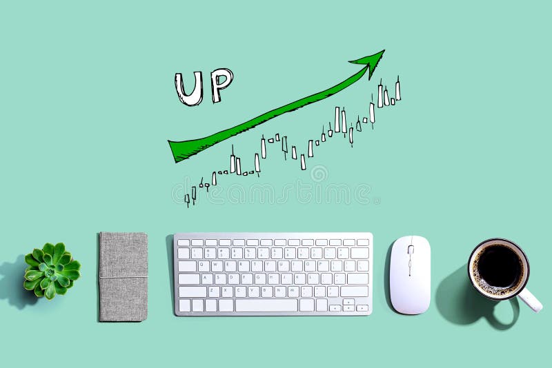 Market Up Trend Chart with a Computer Keyboard Stock Illustration ...