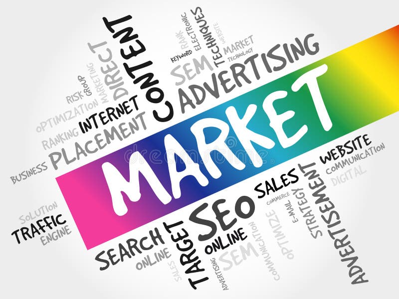 Market word cloud stock illustration. Illustration of encoding - 200192386