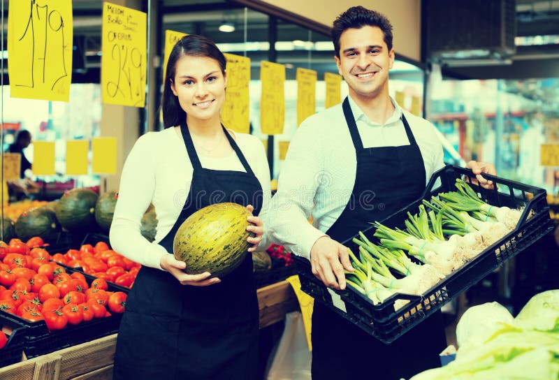 Market Workers with Assortment Stock Image - Image of european ...