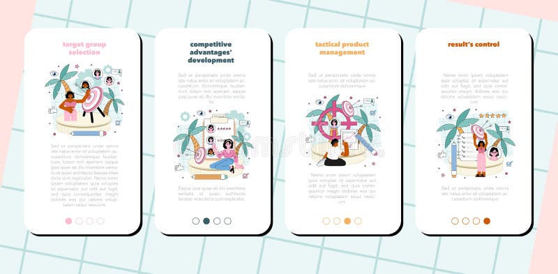 Marketer Mobile Application Banner Set. Product Launching Stock Vector ...