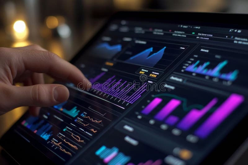 A Marketer S Hand Interacts with an Analytics Dashboard on a Tablet ...