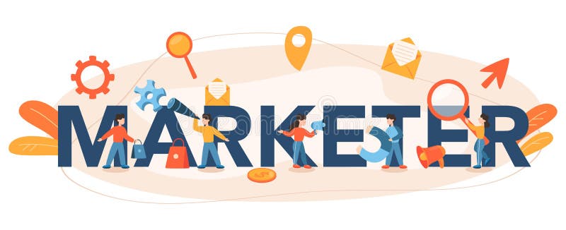 Marketer Typographic Header. Advertising and Marketing Concept Stock ...