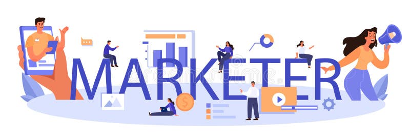 Marketer Typographic Header. Advertising and Marketing Concept Stock ...