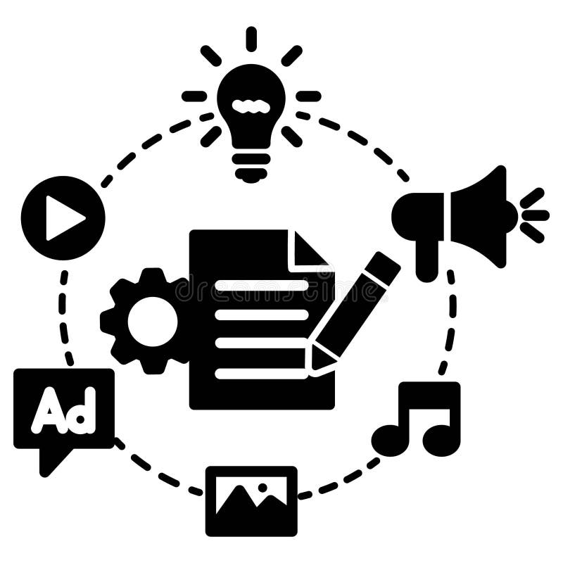 Content Marketing Glyph Icon Vector Advertising Illustration Marketing ...