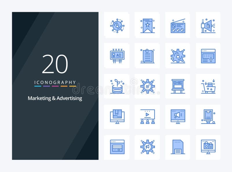 20 Marketing and Advertising Blue Color Icon for Presentation Stock ...