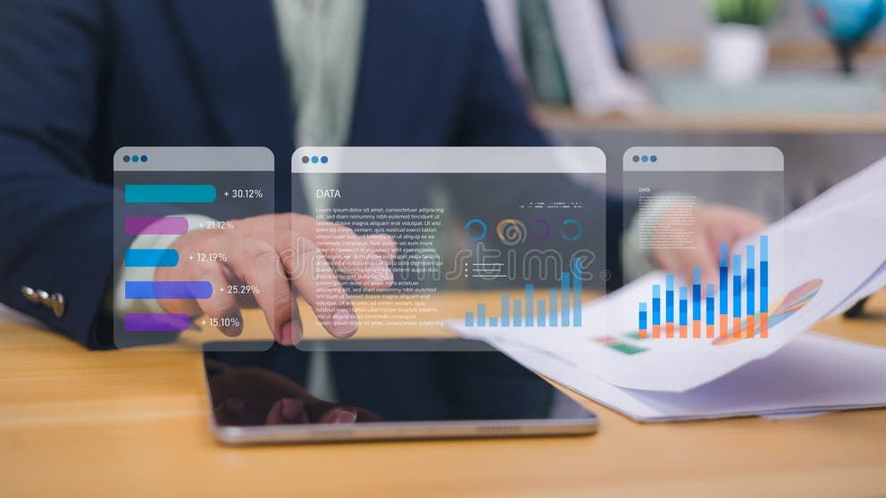 Marketing Analysis Concept with Tablet and Dashboard Interface for Data ...