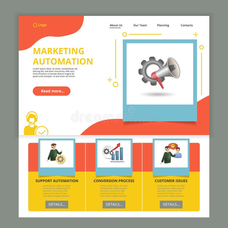 Marketing Automation Flat Landing Page Website Template. Support ...