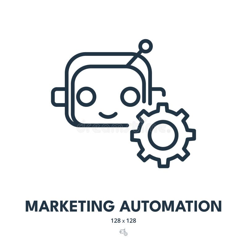 Marketing Automation Icon. Campaign, Digital, Robot. Editable Stroke ...