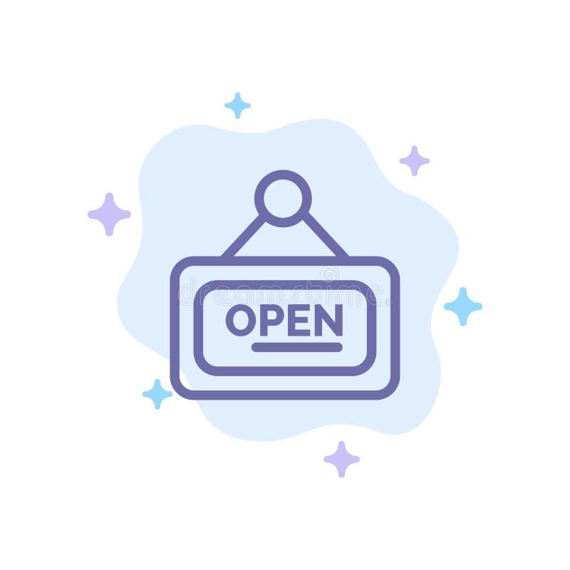 Marketing, Board, Sign, Open Blue Icon on Abstract Cloud Background ...