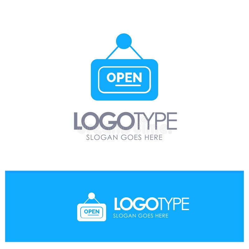 Marketing, Board, Sign, Open Blue Solid Logo with Place for Tagline ...