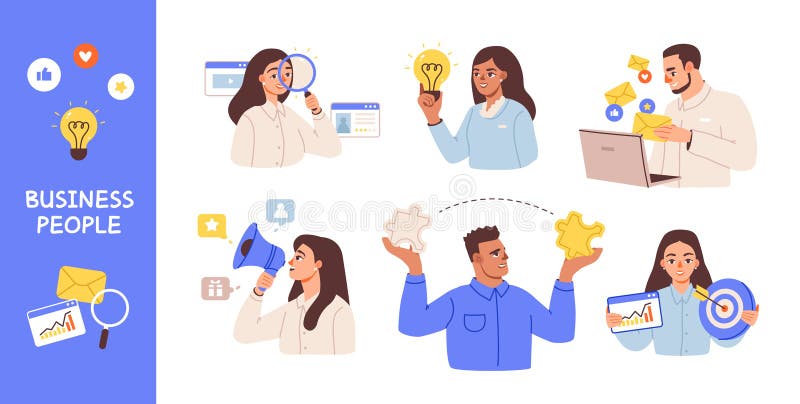 Marketing and Business Concept Set. Business People. Marketing Strategy ...