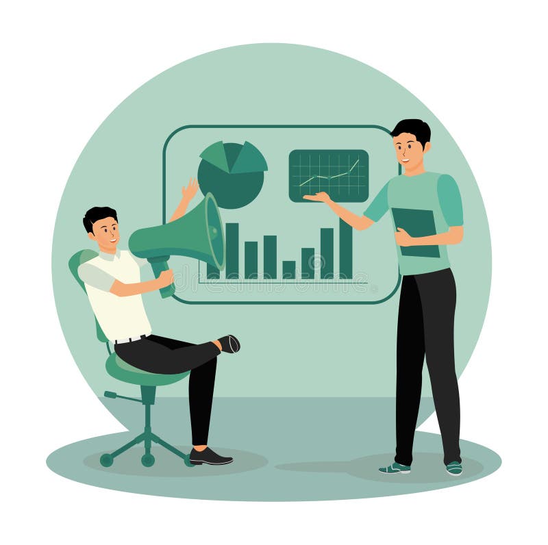 Marketing Campaign Management. Businessmen Discussing Data Insights ...