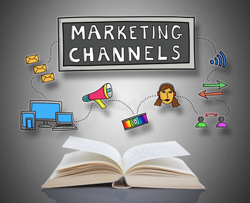 Marketing Channels Concept Above a Book Stock Image - Image of ...