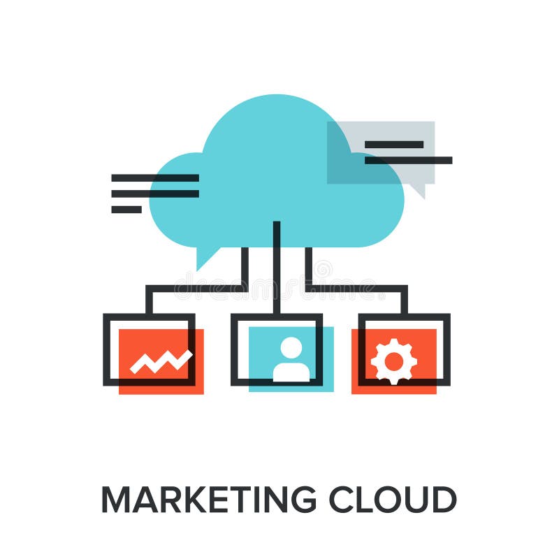 Marketing Cloud Flat Line Icon Design Concept Stock Vector ... Marketing Cloud Flat Line Icon Design Concept Stock Vector ...