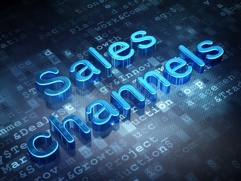 Marketing Concept: Blue Sales Channels on Digital Background Stock ...