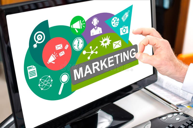 Marketing Concept on a Computer Monitor Stock Image - Image of text ...