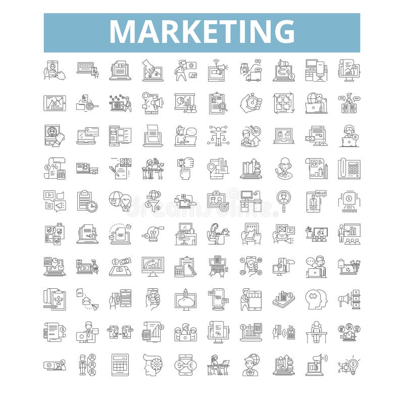 Marketing Concept Icons, Line Symbols, Web Signs, Vector Set, Isolated ... Marketing Concept Icons, Line Symbols, Web Signs, Vector Set, Isolated ...