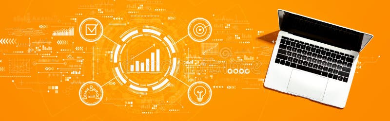 Marketing Concept with a Laptop Computer Stock Photo - Image of network ...