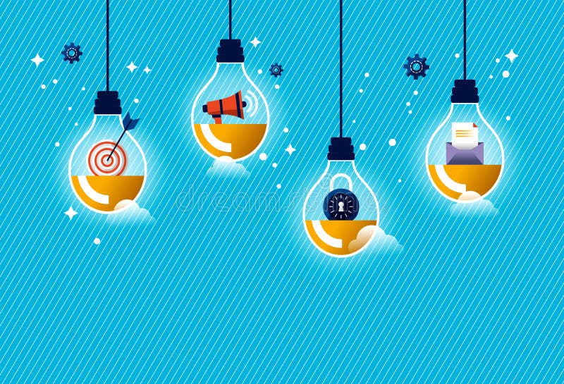Marketing Concept with Hanging Light Bulbs - Online Marketing Ideas and ...