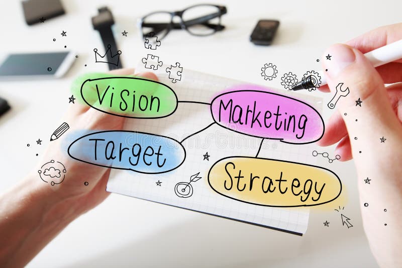 Marketing Concept with a Notebook Stock Photo - Image of diagram ...