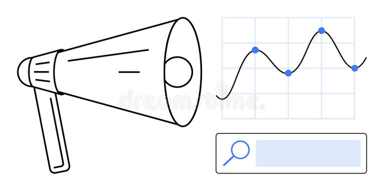 Marketing Concept with Megaphone, Data Analytics Graph, and Search Bar Keyword Optimization ...