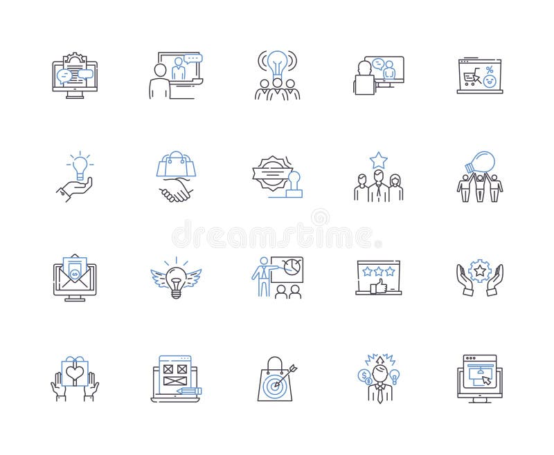 Marketing Concept Outline Icons Collection Strategy Promotion