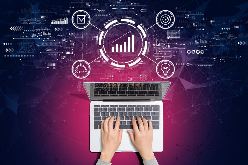 Marketing Concept with Person Using Laptop Stock Image - Image of ...