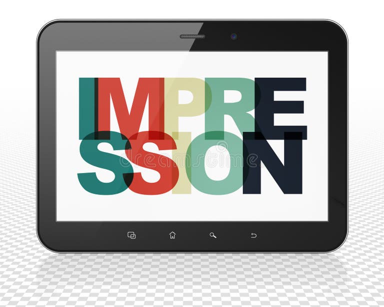 Marketing Concept: Tablet Pc Computer with Impression on Display Stock ...