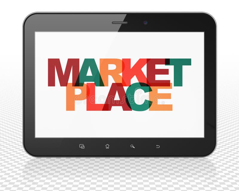 Marketing Concept: Tablet Pc Computer with Marketplace on Display Stock ... Marketing Concept: Tablet Pc Computer with Marketplace on Display Stock ...