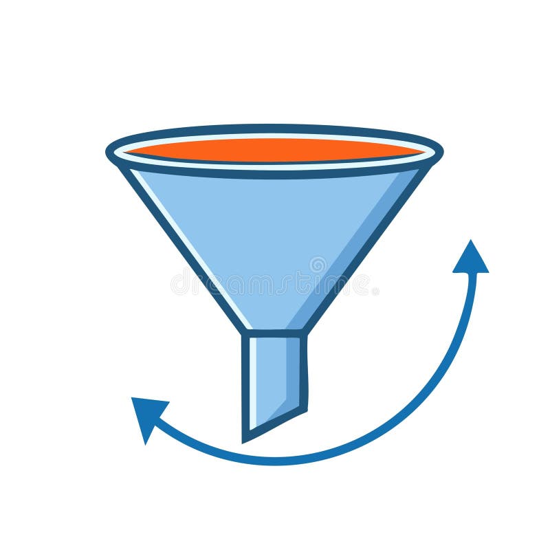 Marketing Conversion Funnel with Circular Arrow Depicting Process Flow ...