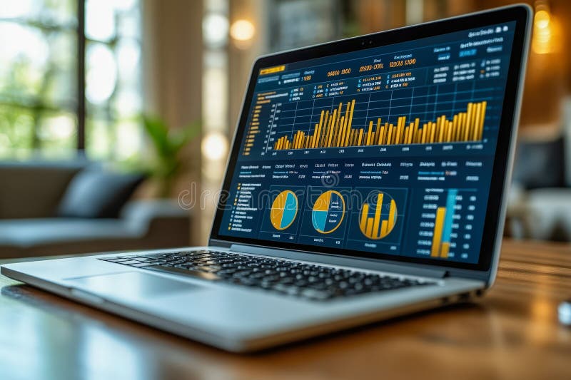 Marketing Dashboard Displayed on Laptop in Modern Workspace Stock Image ...