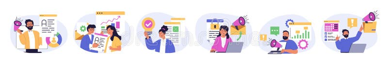 Marketing and Development Concept Set in Flat Design for Web ...