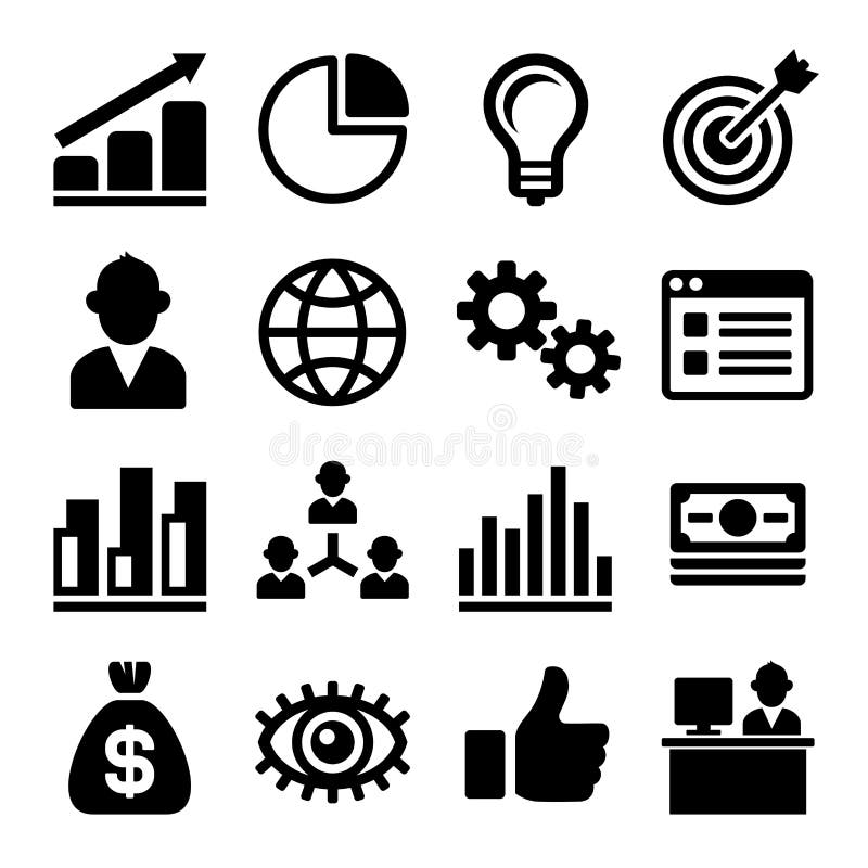Marketing En CEO Icons Set Vector Vector Illustratie - Illustration of ...