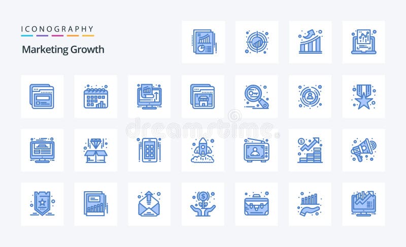 25 Marketing Growth Blue Icon Pack Stock Vector - Illustration of ...