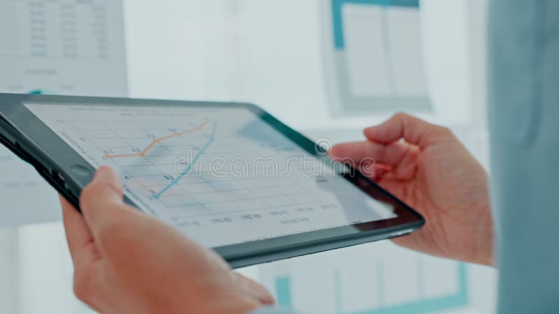 Research, Analytics and Graph with Tablet Screen for Marketing with ...