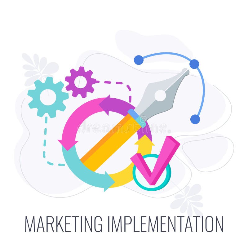 Marketing Implementation Icon. Flat Vector Cartoon Illustration. Stock ...