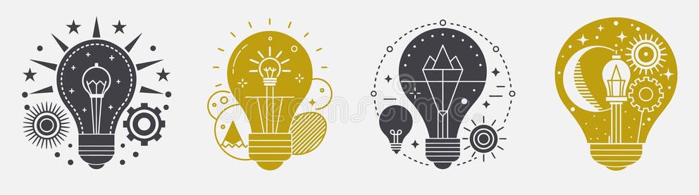 Marketing Innovation by Light Bulbs Template Set Stock Vector ...