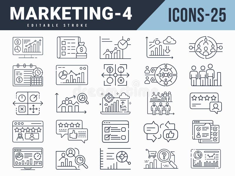 Marketing Line Editable 25 Icons Set. Vector Illustration in Modern ...